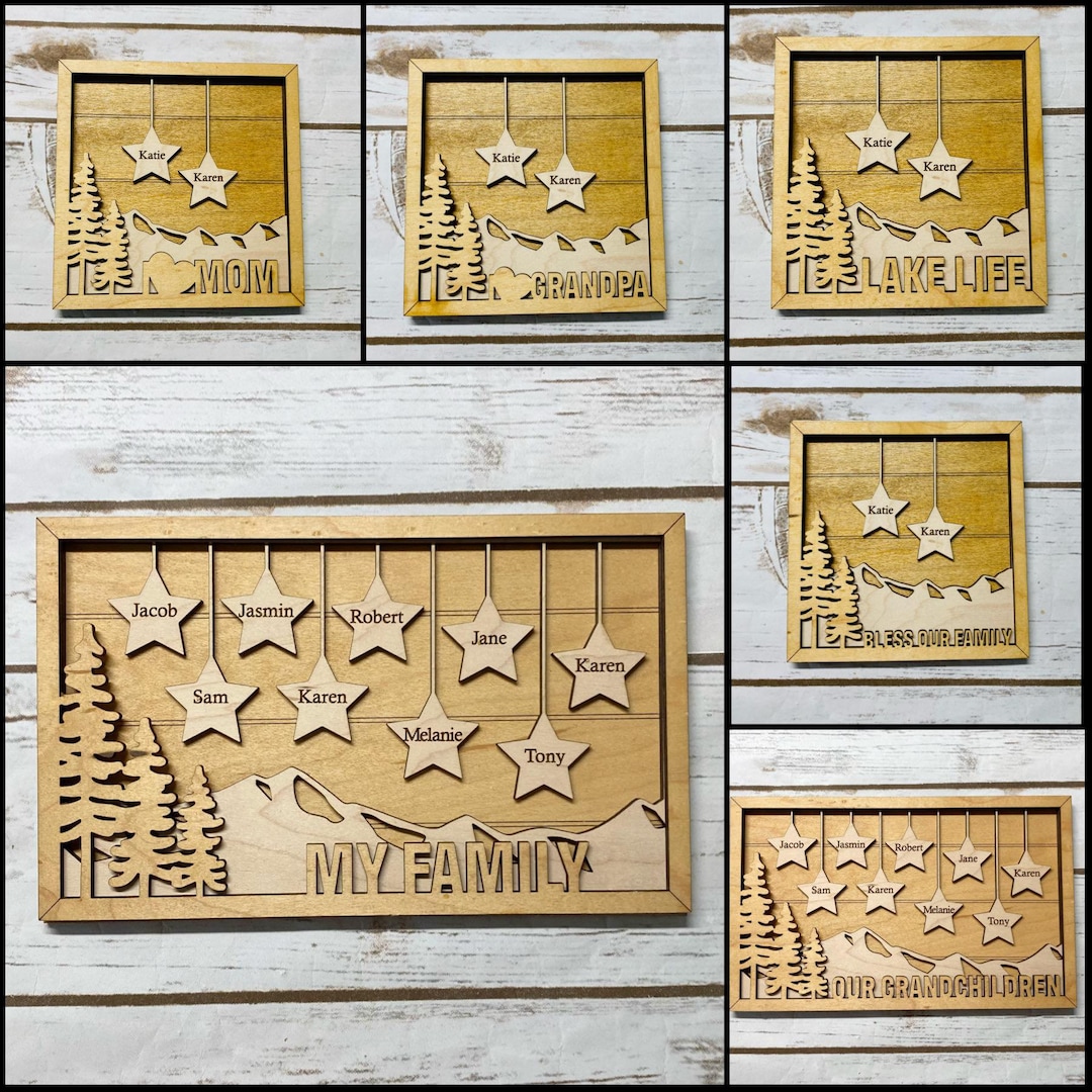 Personalized Family Tree Frame, Hanging Stars Gift - Etsy