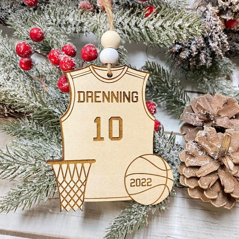Laser Engraved Wood Custom Personalized Basketball Jersey 2025 Holiday ...