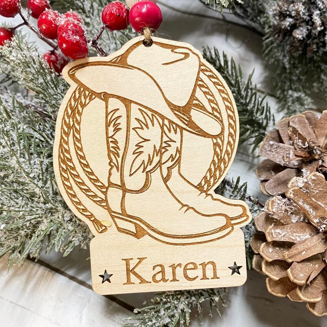Personalized Western Horse Rider Ornament: Laser Engraved Wood 2025 ...