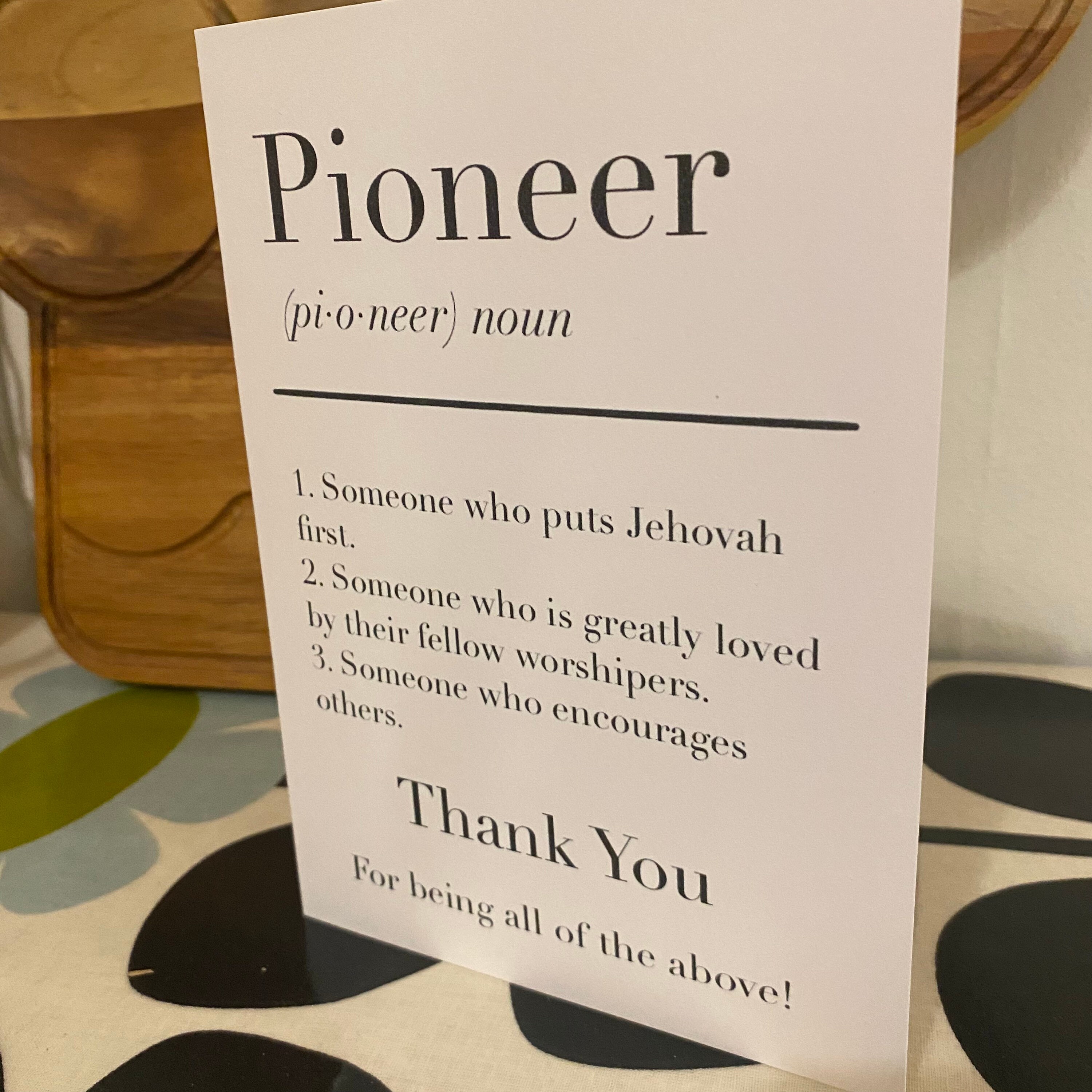 Card for Pioneer JW | Etsy