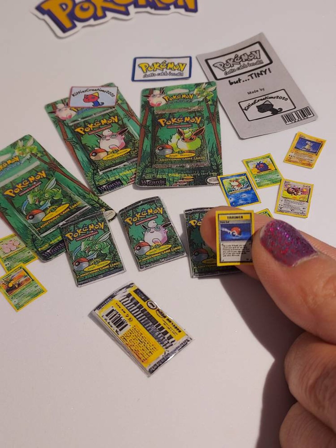 Handmade Pokemon but TINY Cards JUNGLE SET No Rip Reusable Blister Pack ...