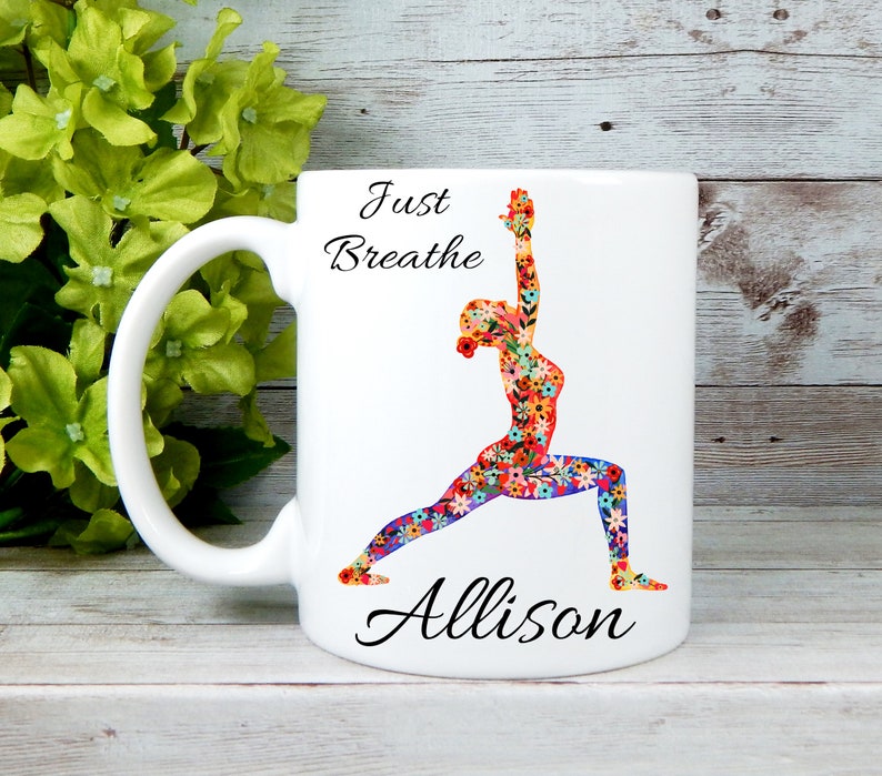 Yoga Mug Yoga Gifts Just Breathe Mug Inspirational Yoga - Etsy