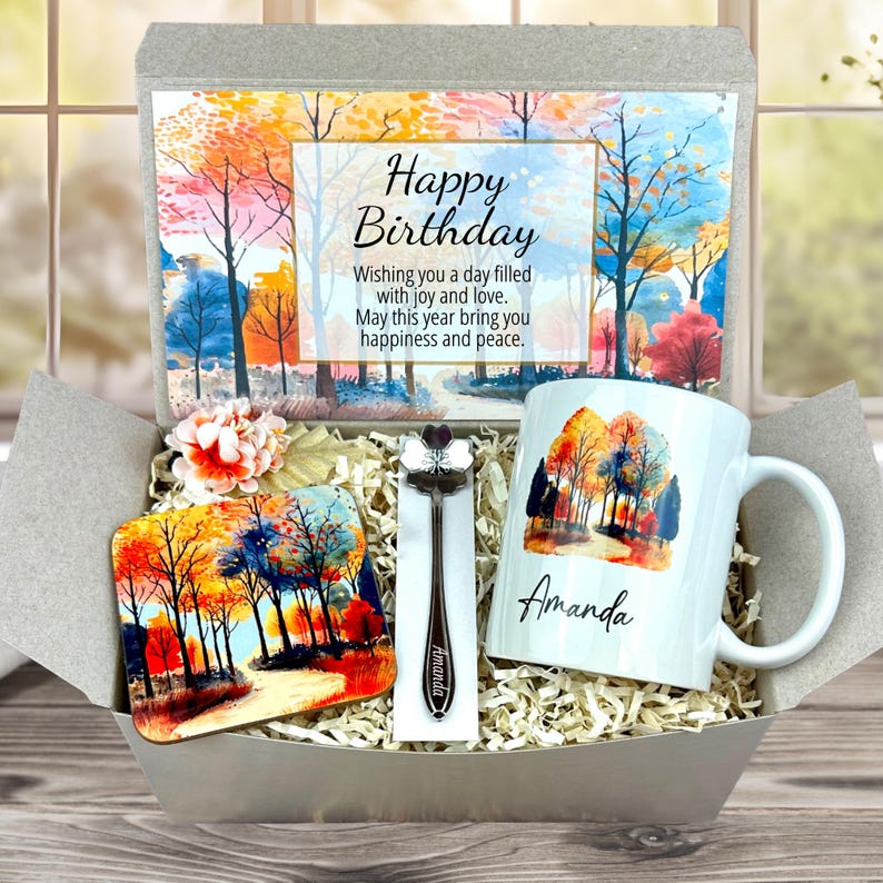 Personalized Birthday Gift Box: Keepsake Mug, Engraved Spoon & Coaster ...