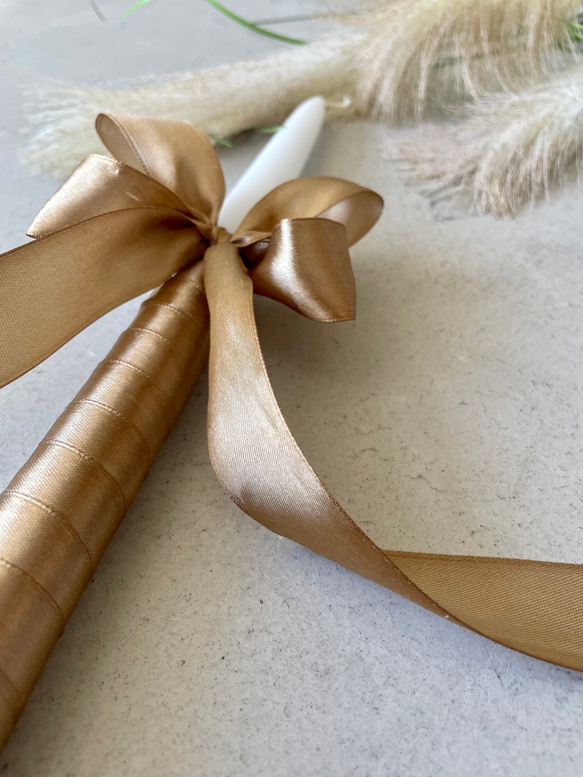 Handmade Baptism Candle Satin Ribbon Religious Ceremony - Etsy