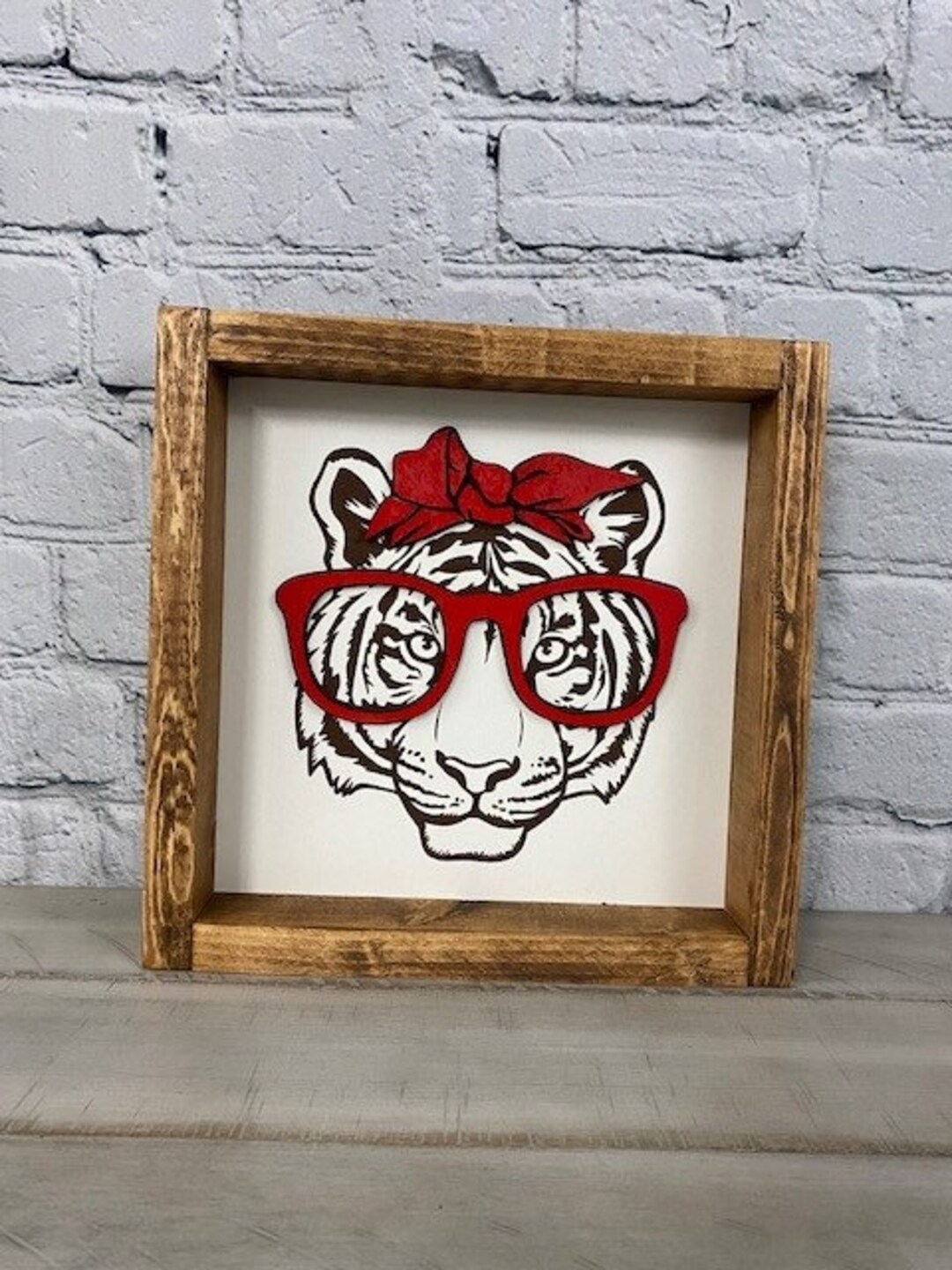 Tiger With Glasses Sign | Farmhouse Decor | Animal Signs | Funny Sign ...