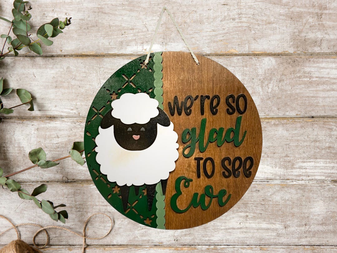 Rustic Farmhouse Door Sign | Cute Sheep Welcome Sign | Ewe Pun Front ...