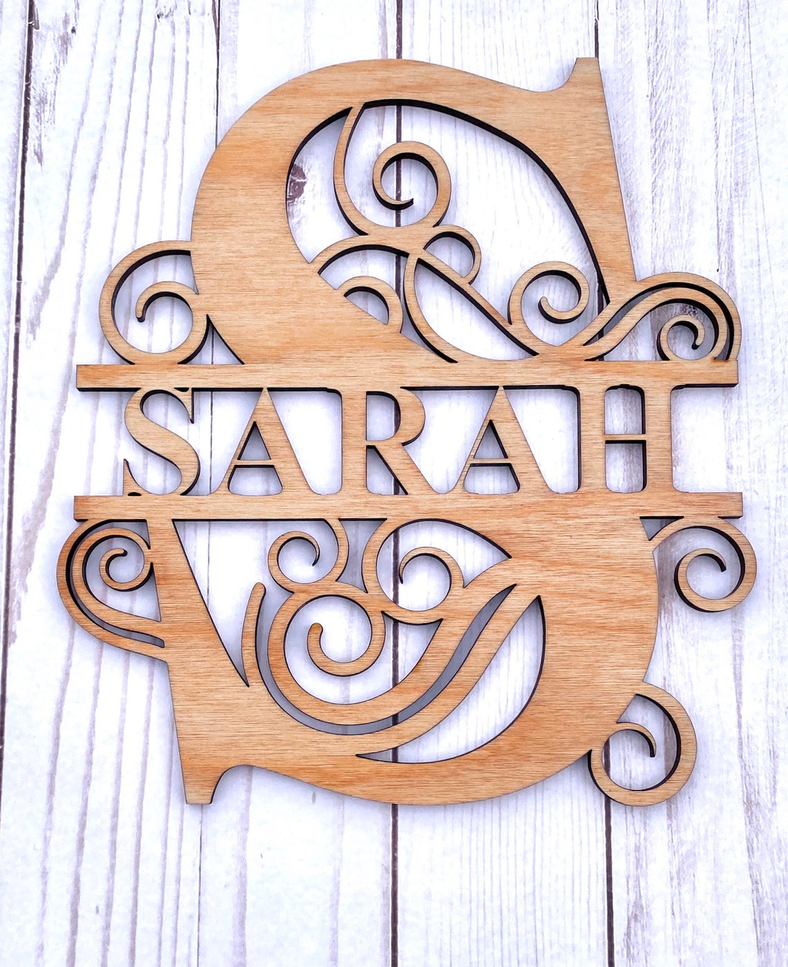 Wooden Monogram Sign Wood Wreath for Front Door Family Name - Etsy