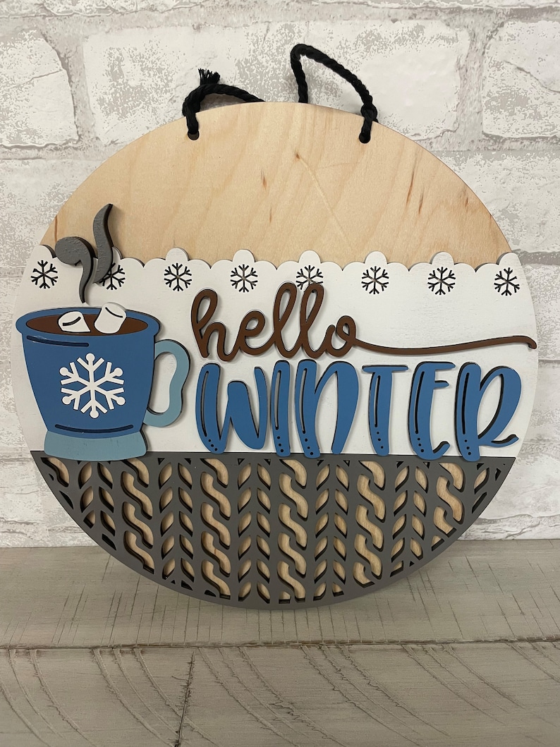 Hello Winter Hanging Sign | Home Decor | Multiple Sizes Available ...