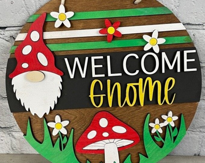Welcome Gnome Door Sign Home Decor Multiple Sizes Available Completed ...