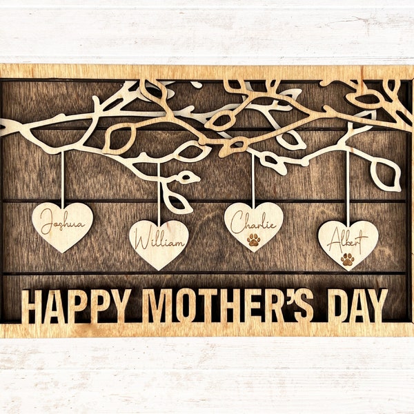 Personalized Family Tree Hanging Hearts Sign - Etsy