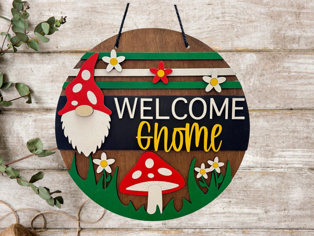 Welcome Gnome Door Sign | Home Decor | Multiple Sizes Available ...