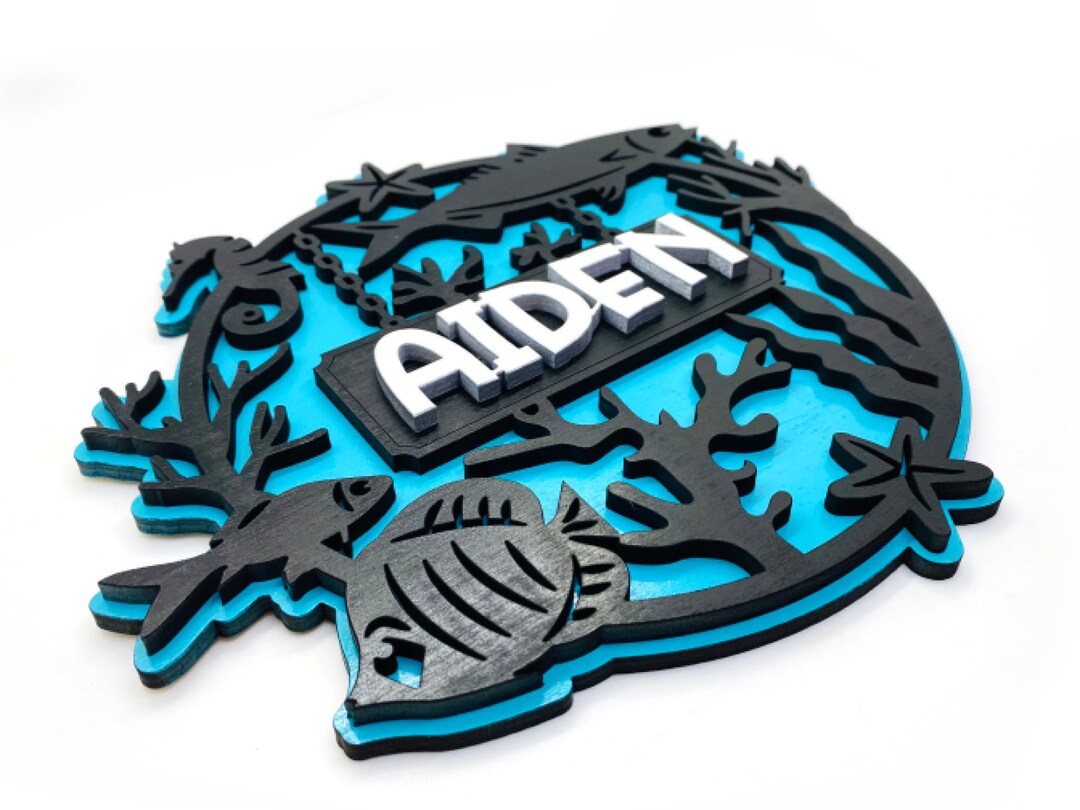 Kids Personalized Ocean Wreath Sign | Underwater Sea Life Bedroom Sign ...