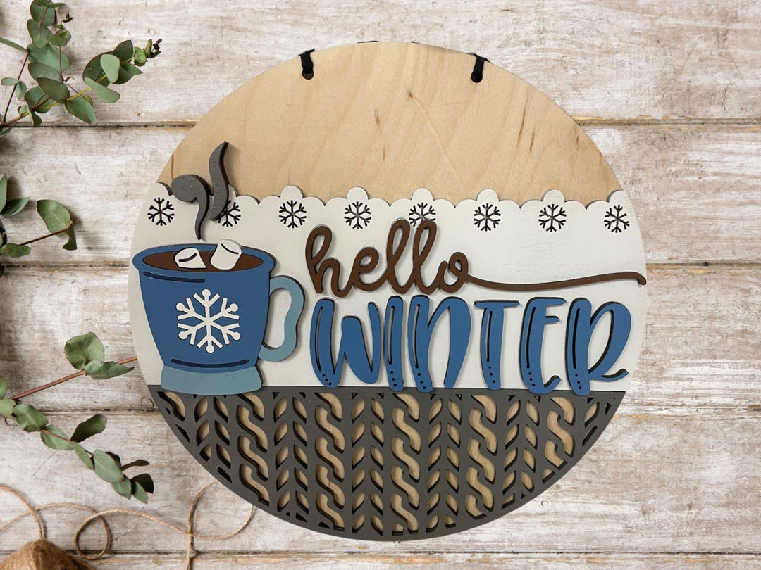 Hello Winter Hanging Sign | Home Decor | Multiple Sizes Available ...