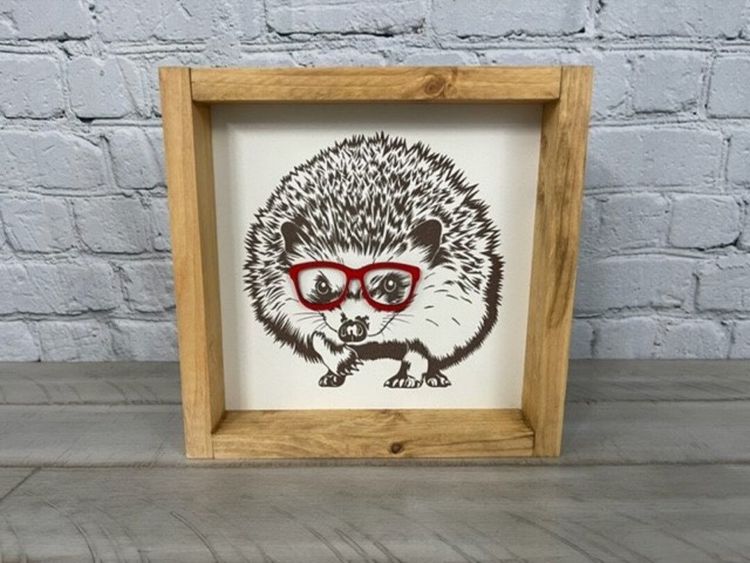 Hedgehog With Glasses Sign | Farmhouse Decor | Animal Signs | Funny ...