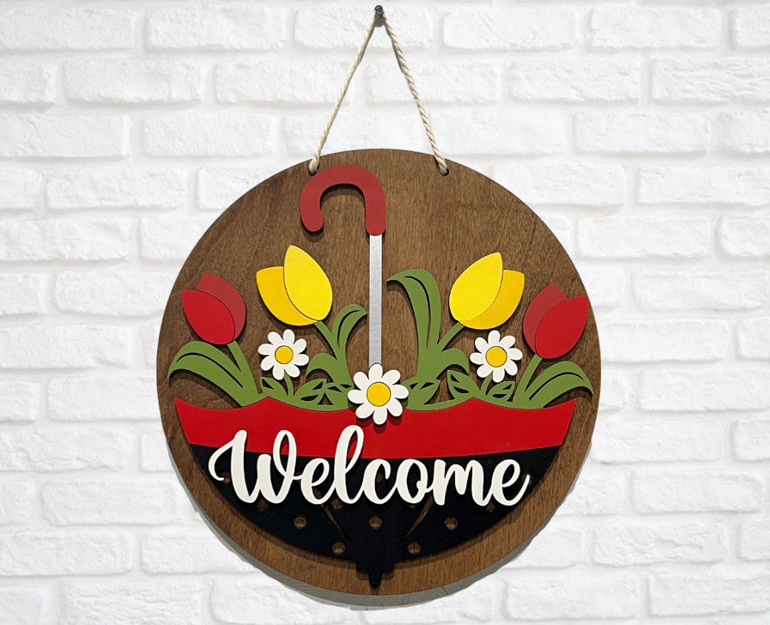 Welcome Tulip Umbrella Sign | Home Decor | Multiple Sizes Available ...