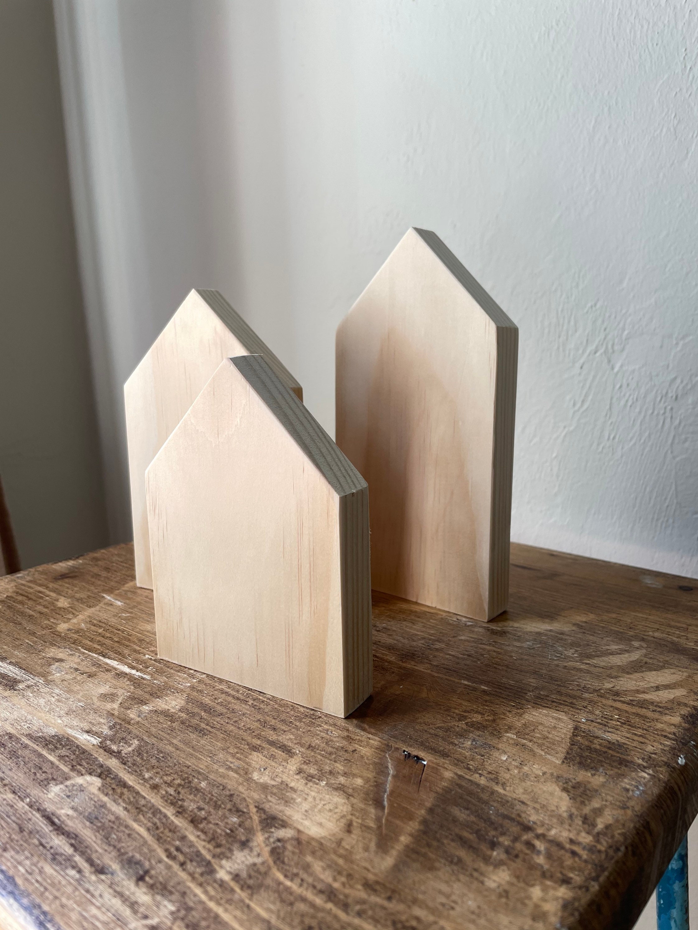 Wood House Blanks House Craft Blanks Wood Block House | Etsy