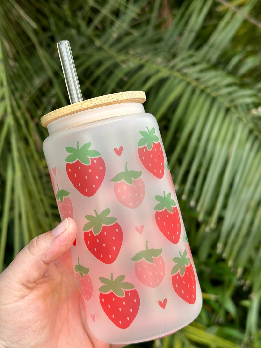 Frosted Glass Strawberry Tumbler | Strawberry Glass Tumbler | Mother’s ...