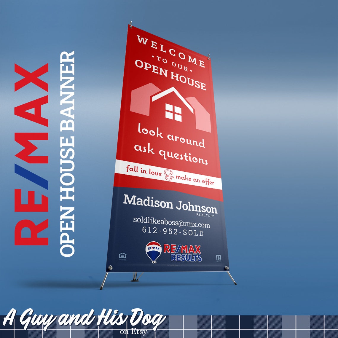 Custom ReMax OPEN HOUSE Banner with Stand | Etsy