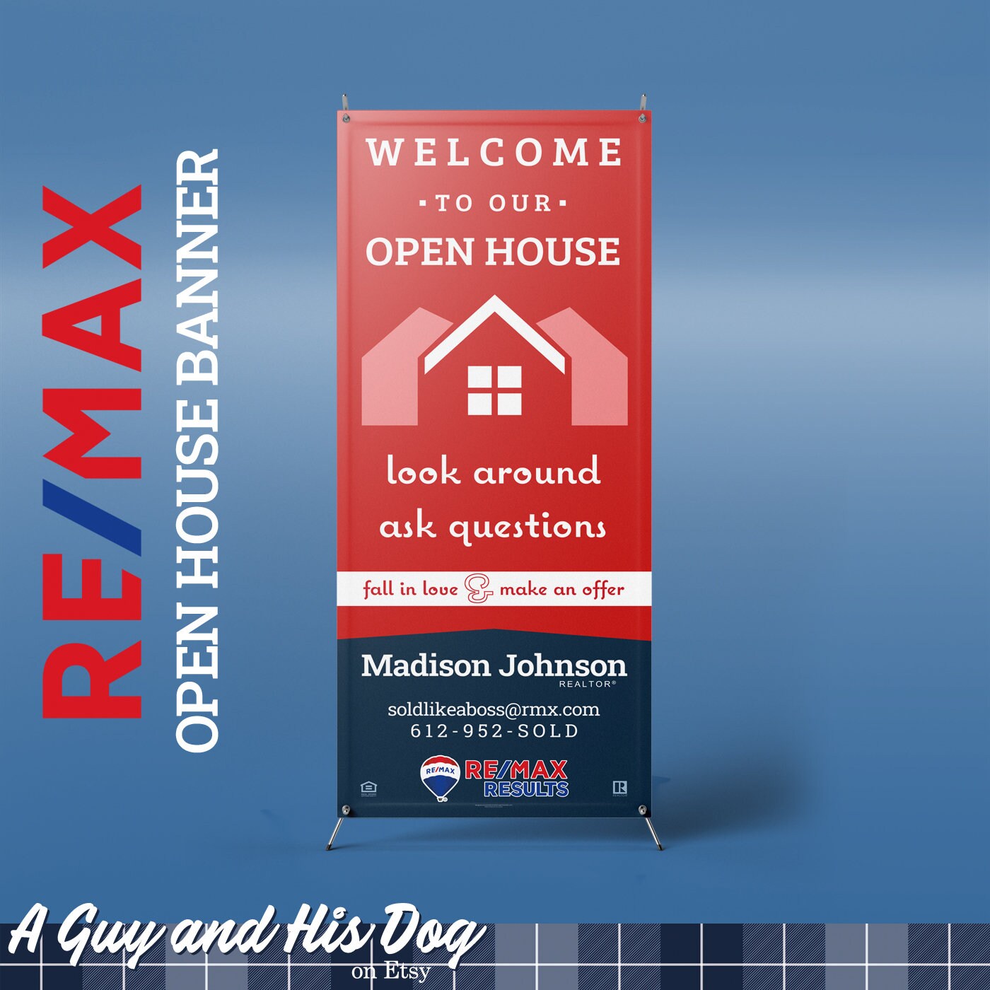 Custom ReMax OPEN HOUSE Banner with Stand | Etsy