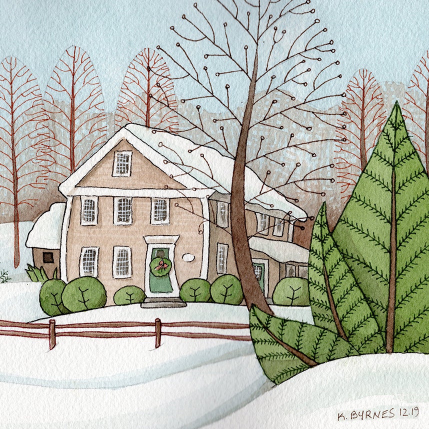 Country House Print, Reproduction Print, Watercolor Print, Country ...