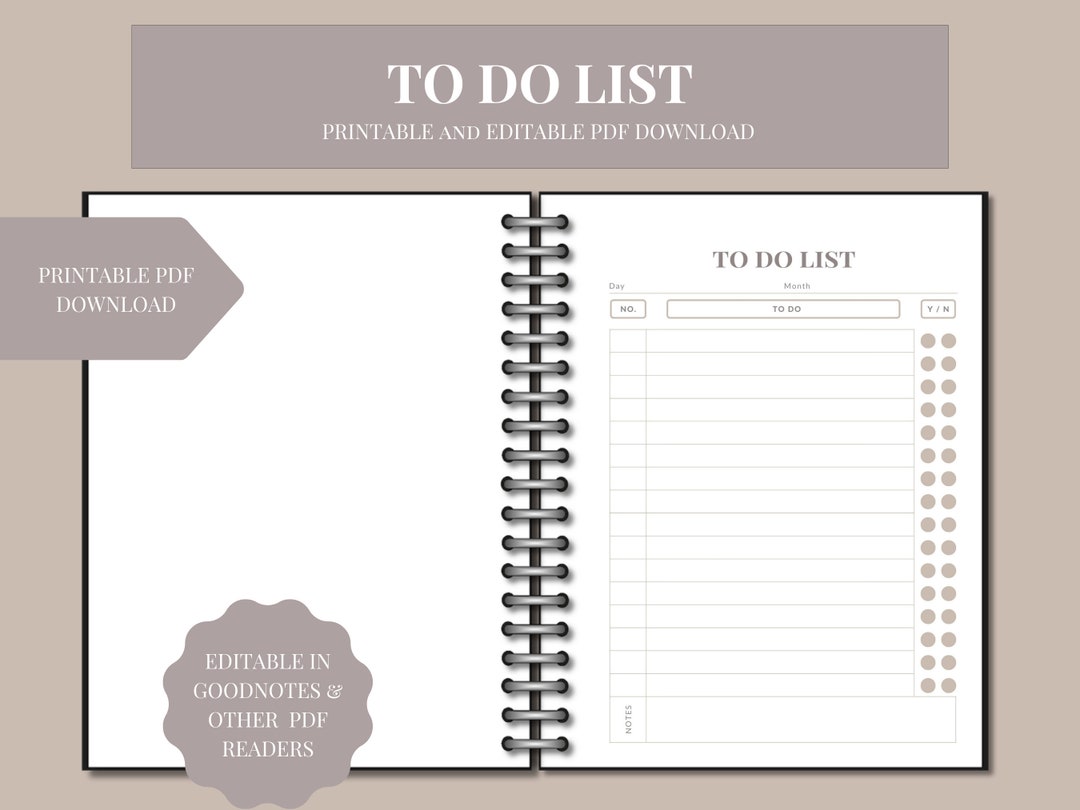 Simple Beige to Do List Tracker Keeper Log Organizer Digital - Etsy