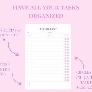 Simple Pink to Do List Tracker Keeper Log Organizer Digital PDF File A4 ...