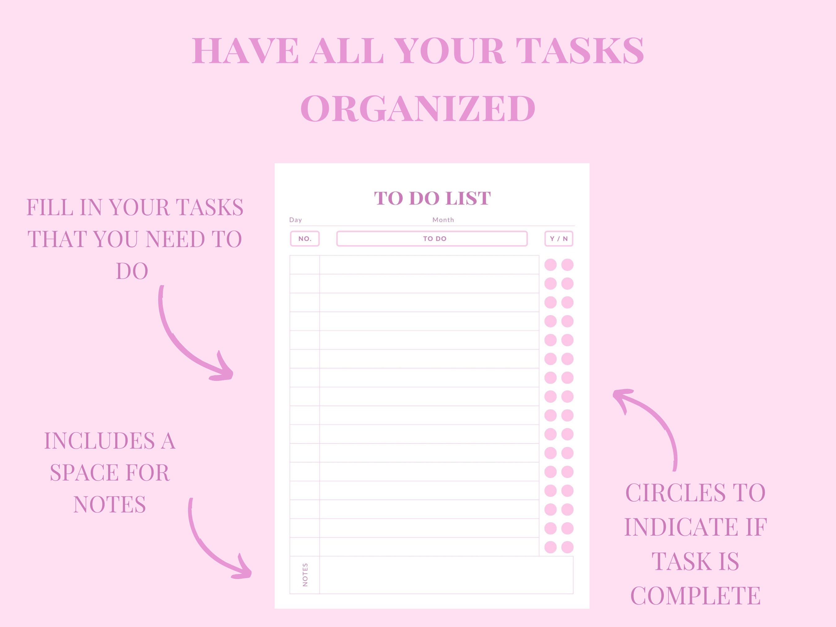 Simple Pink to Do List Tracker Keeper Log Organizer Digital PDF File A4 ...