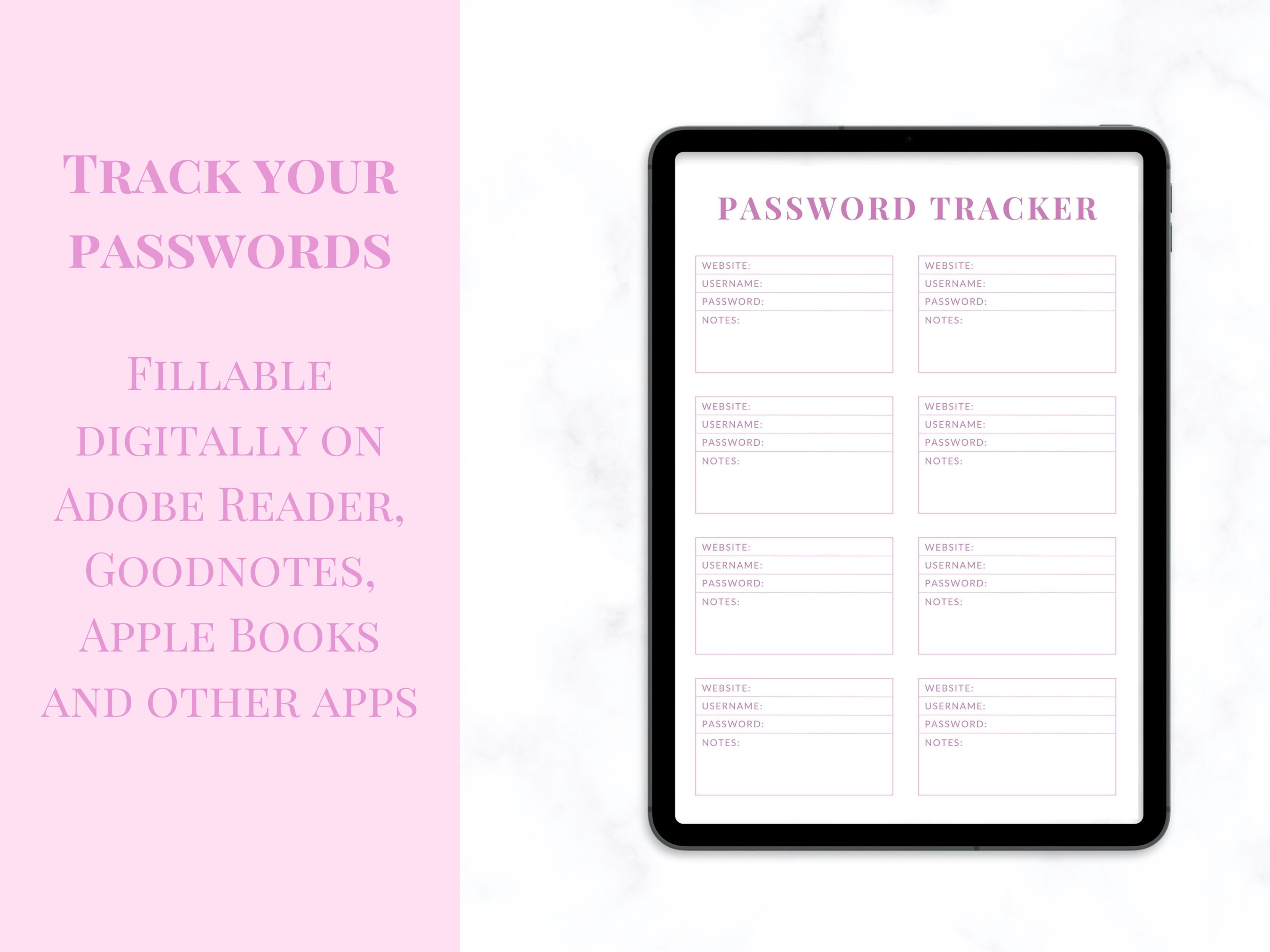 Simple Pink Password Tracker Keeper Log Organizer Digital Pdf Etsy