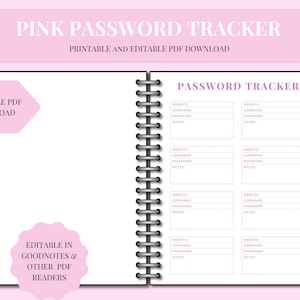 Simple Pink Password Tracker Keeper Log Organizer Digital PDF - Etsy