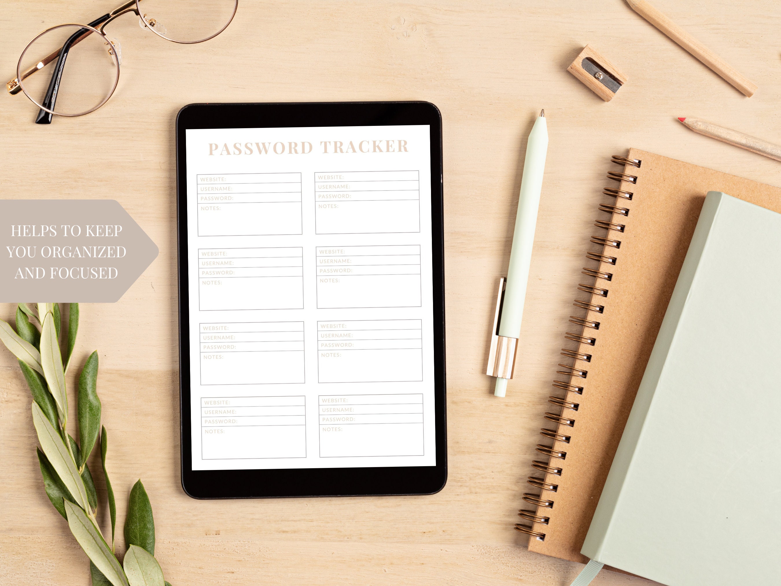 Simple Beige Password Tracker Keeper Log Organizer Digital PDF - Etsy