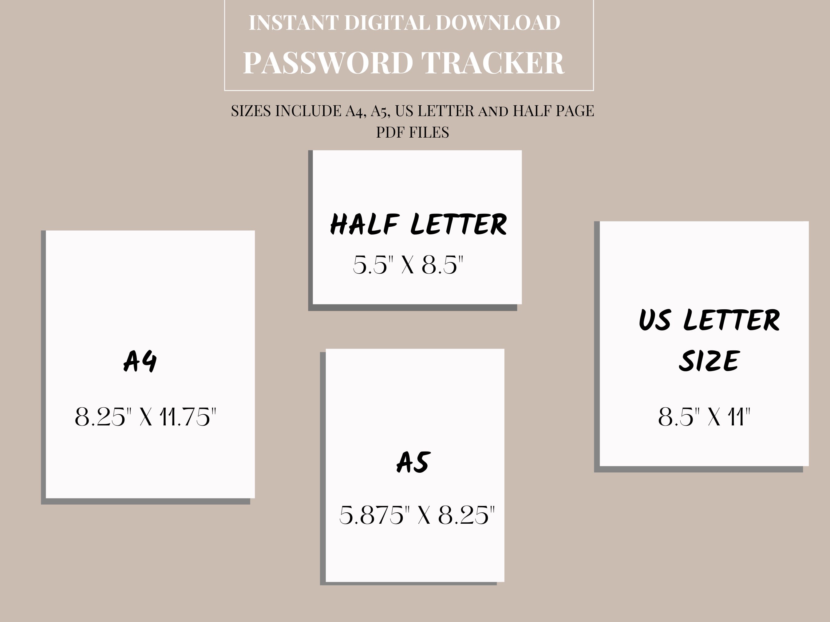 Simple Beige Password Tracker Keeper Log Organizer Digital PDF - Etsy