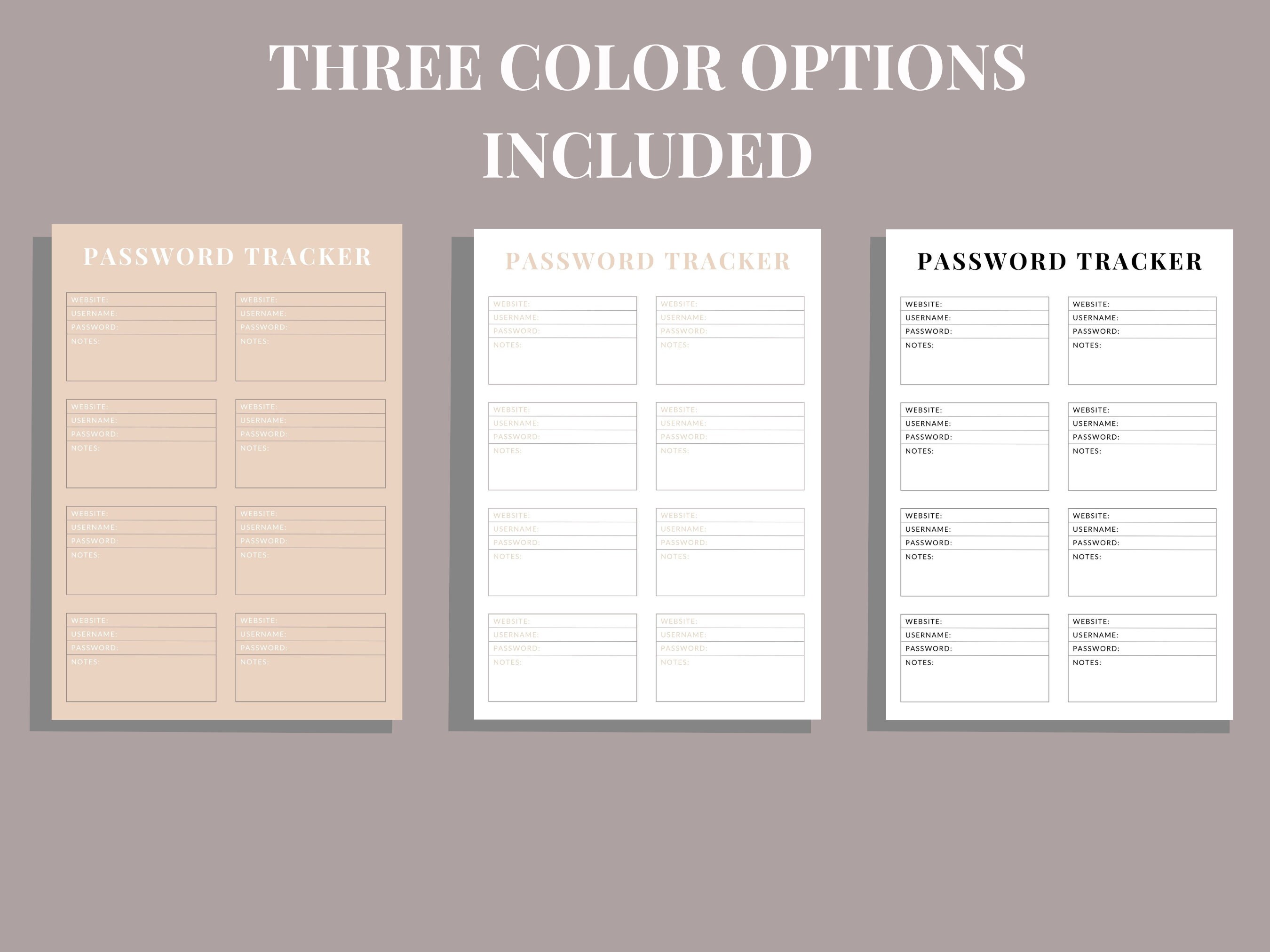 Simple Beige Password Tracker Keeper Log Organizer Digital PDF - Etsy