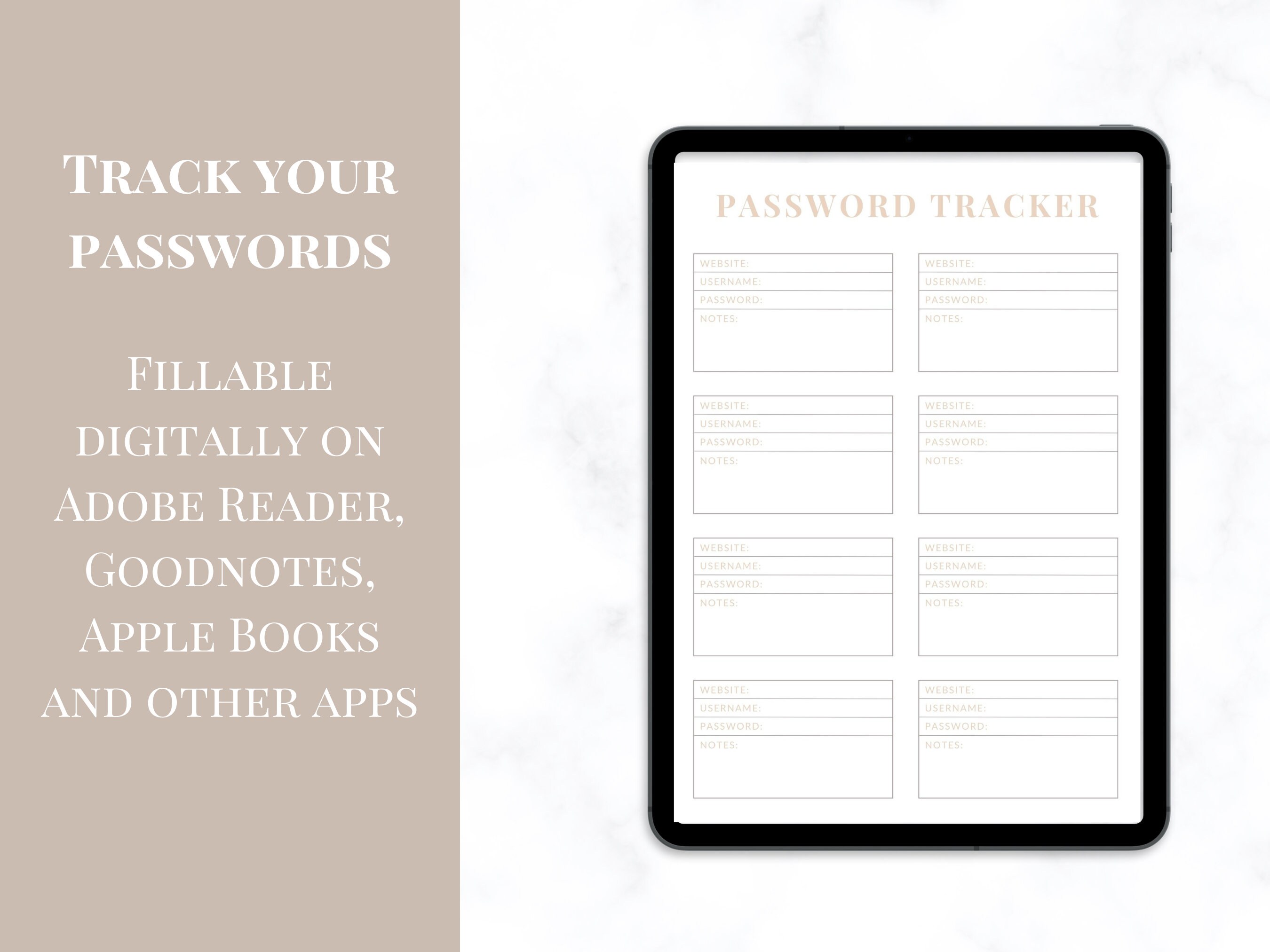 Simple Beige Password Tracker Keeper Log Organizer Digital PDF - Etsy
