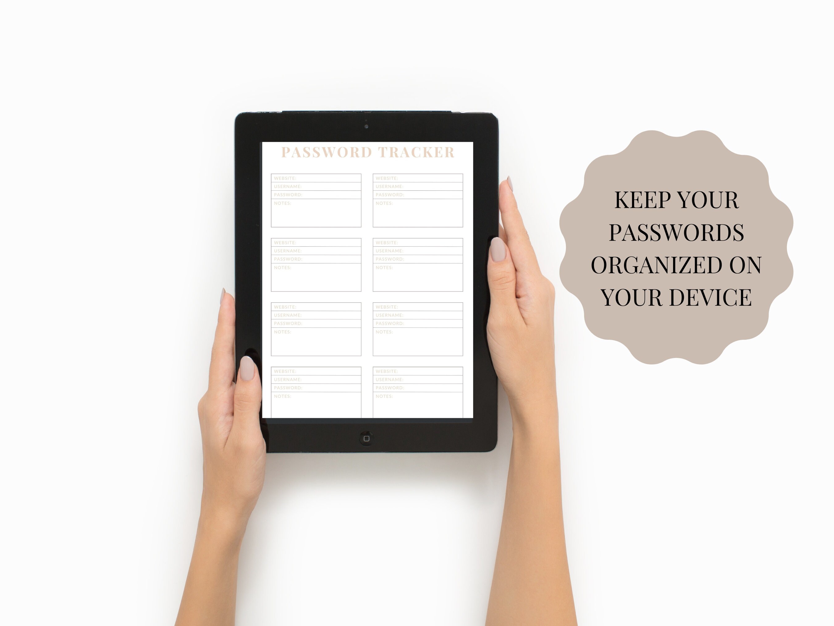 Simple Beige Password Tracker Keeper Log Organizer Digital PDF - Etsy