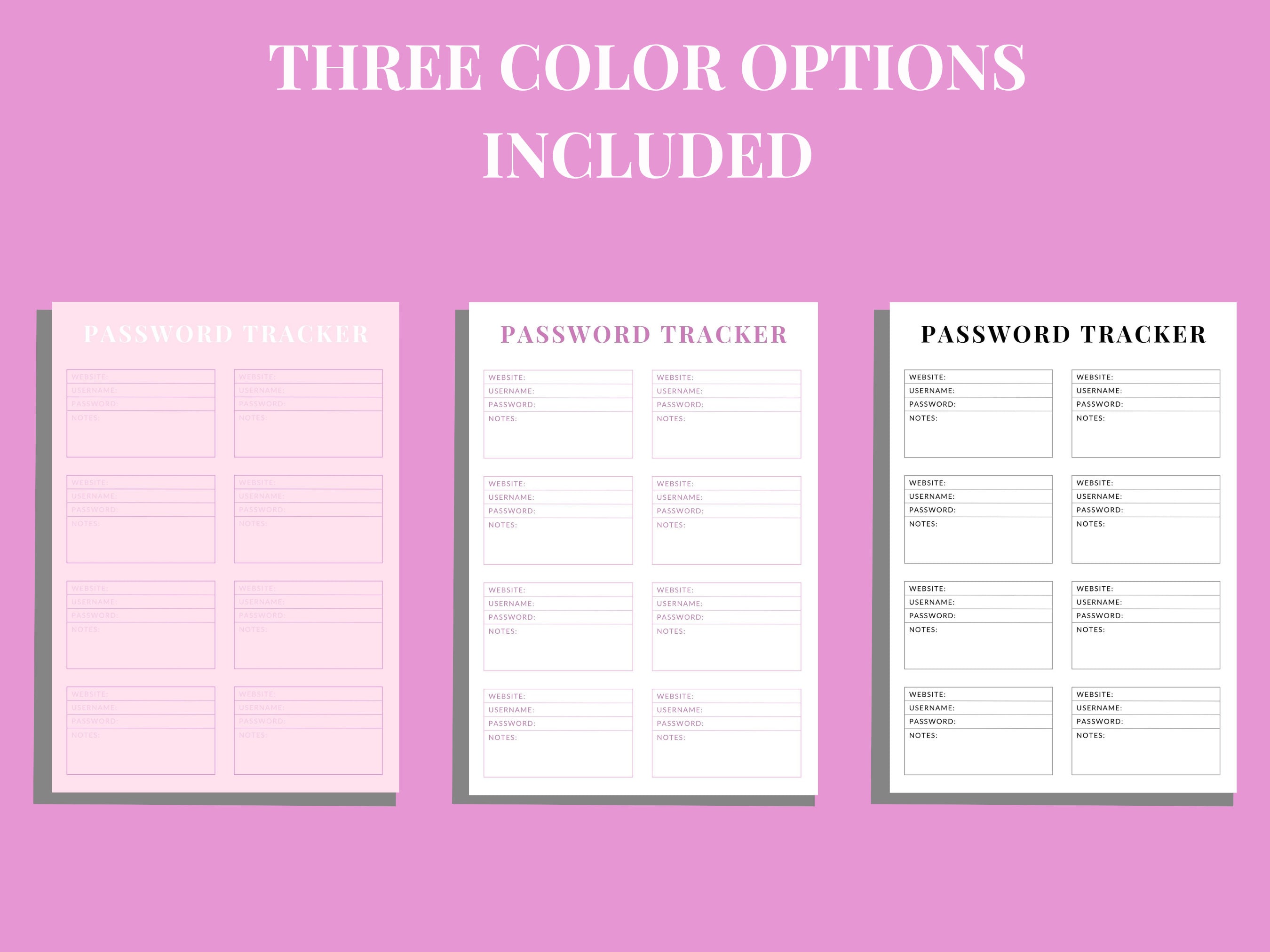 Simple Pink Password Tracker Keeper Log Organizer Digital PDF - Etsy