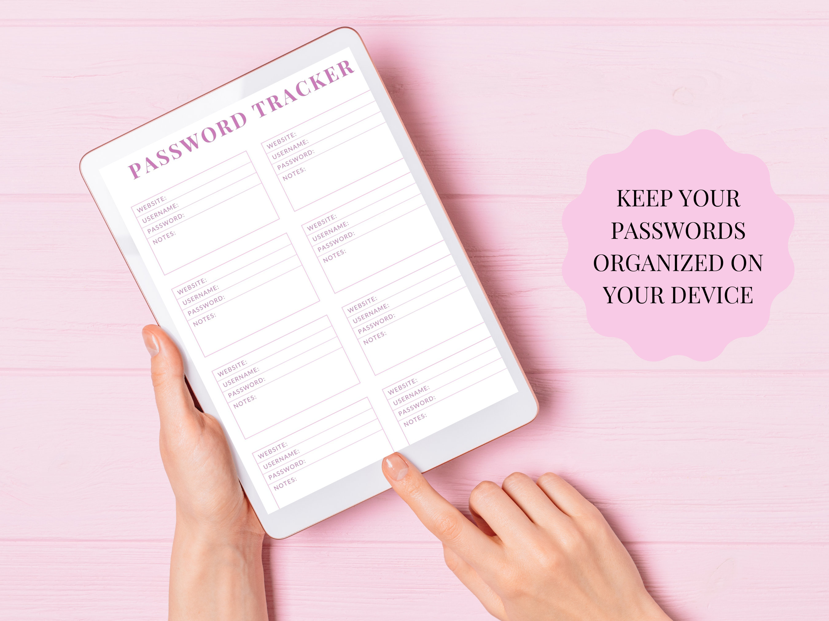 Simple Pink Password Tracker Keeper Log Organizer Digital Pdf Etsy