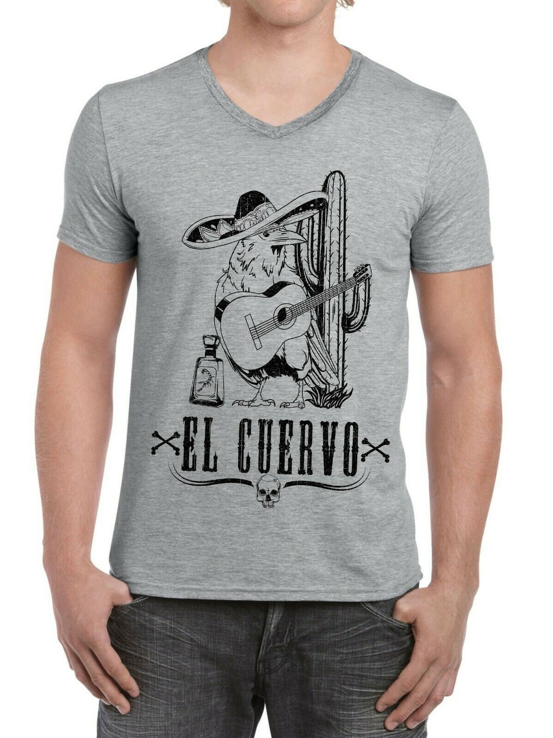 El Cuervo Mexican Crow Tequila V-neck Mens T-shirt - Etsy