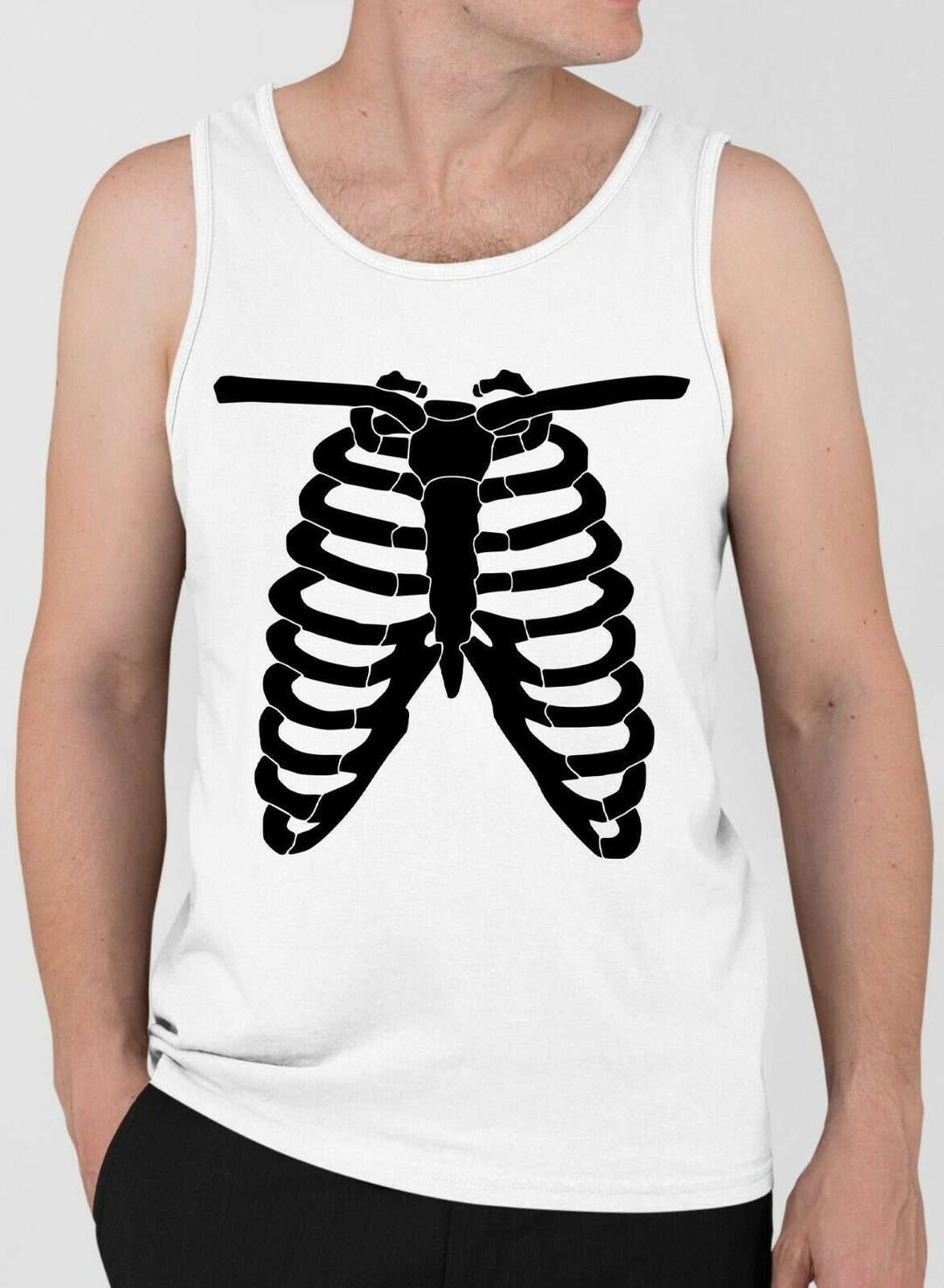 Huesos de la caja torácica Esqueleto Hombre Camiseta sin mangas / Chaleco serigrafiado - Etsy México