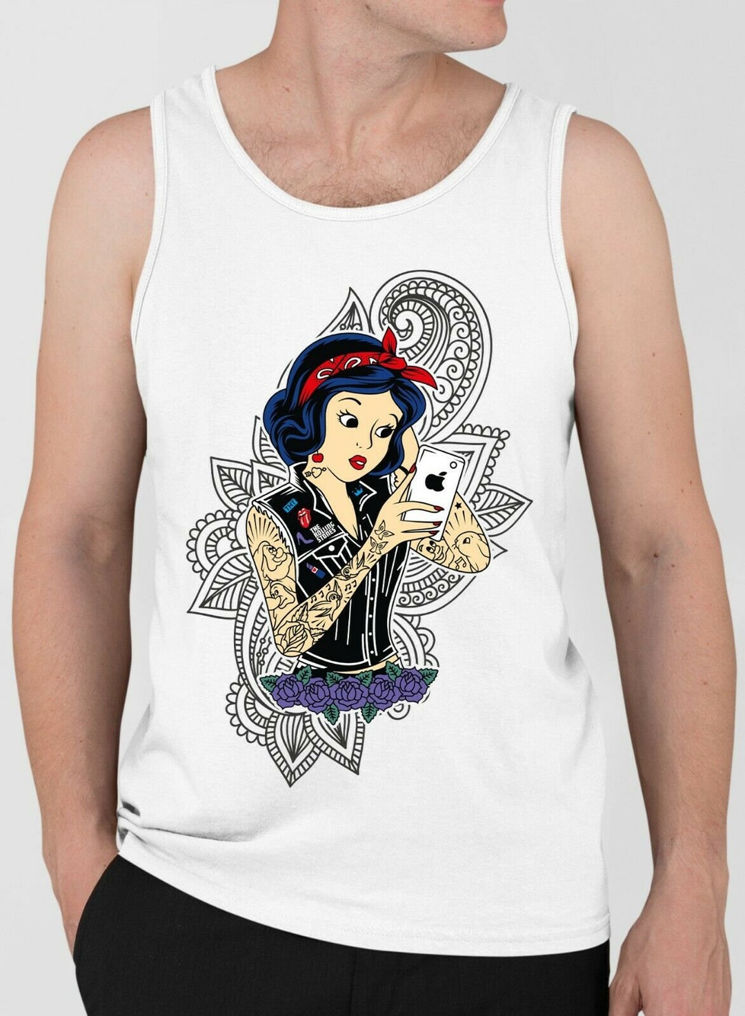 Rock Snow White Punk Metal Biker Mens Tank Top Screen Printed Vest - Etsy