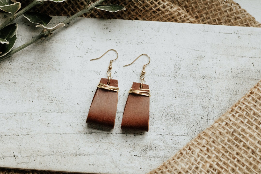 Our apache Gold Earring Handmade Leather Earrings - Etsy