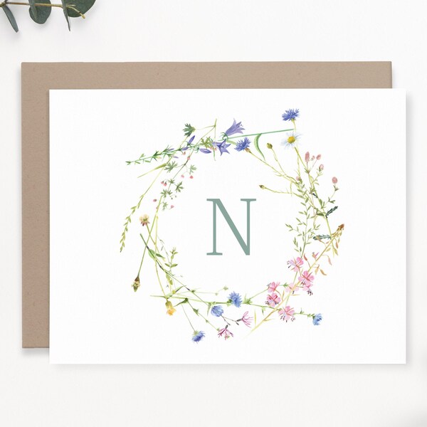 Initial Note Cards - Etsy