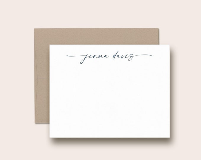 Personalized Note Cards Set, Flat Custom Notecards With Envelopes ...