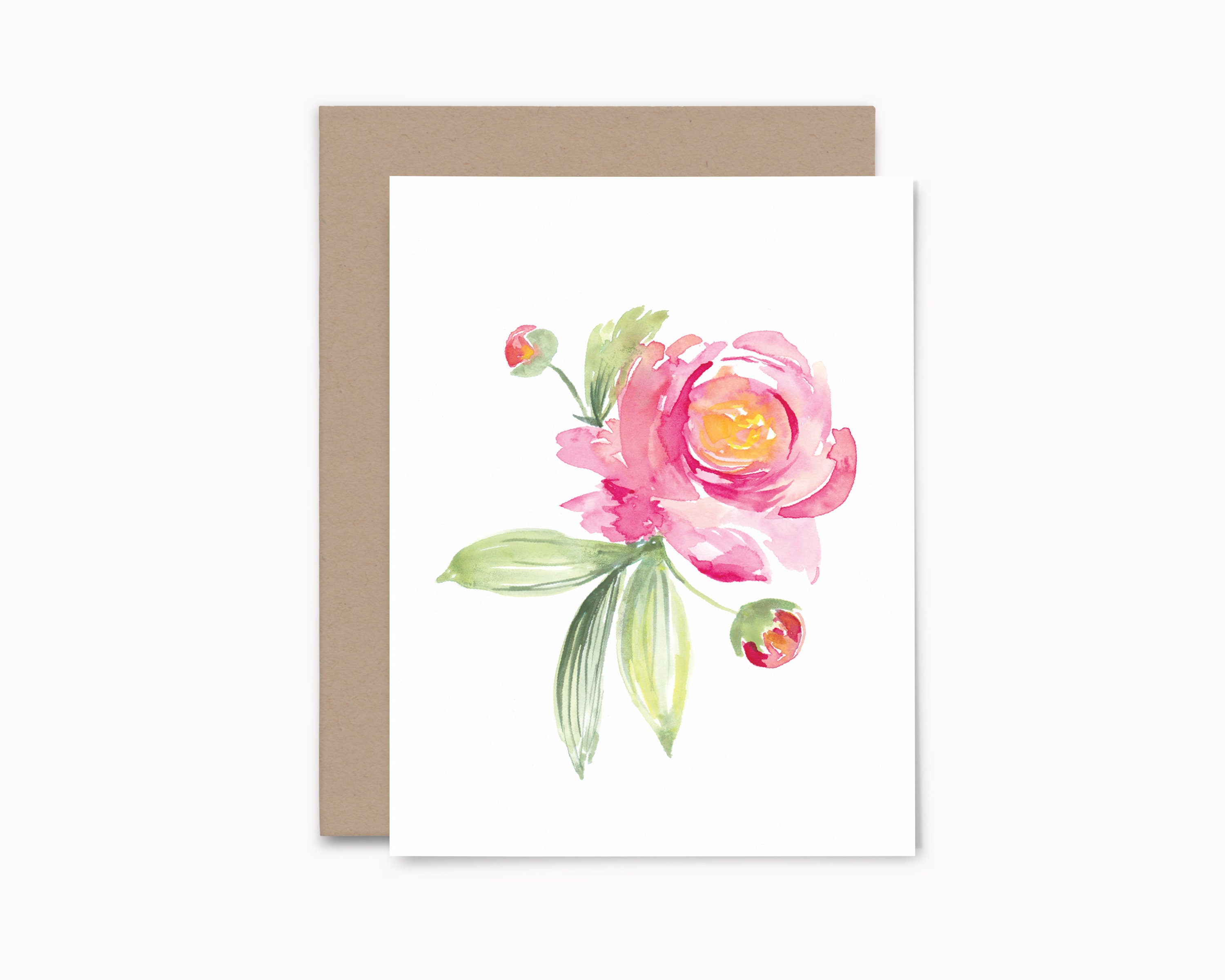 Peony Floral Greeting Cards Set of 8 Peony Notecards With - Etsy