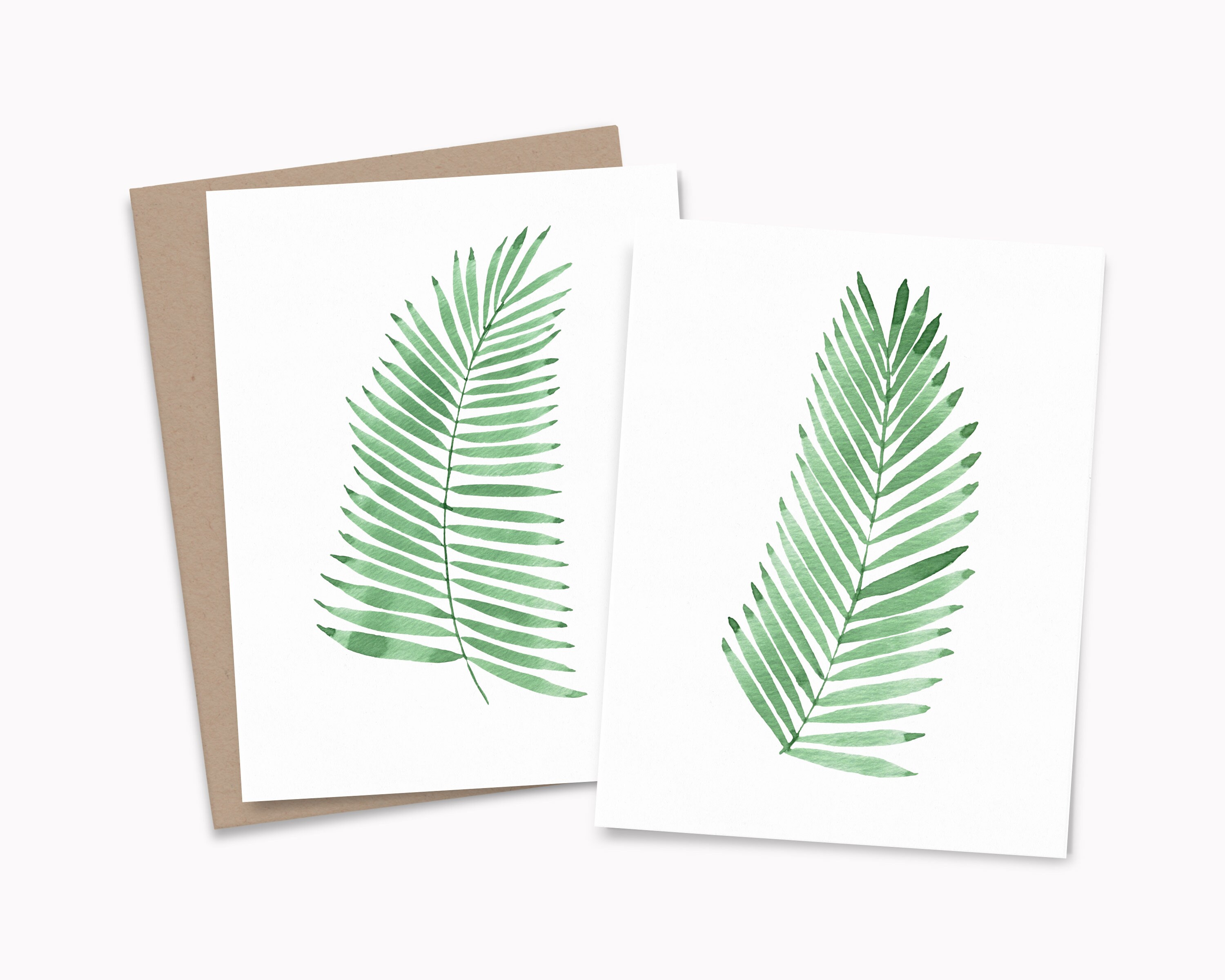 Watercolor Tropical Leaf Note Cards With Envelopes Recycled - Etsy