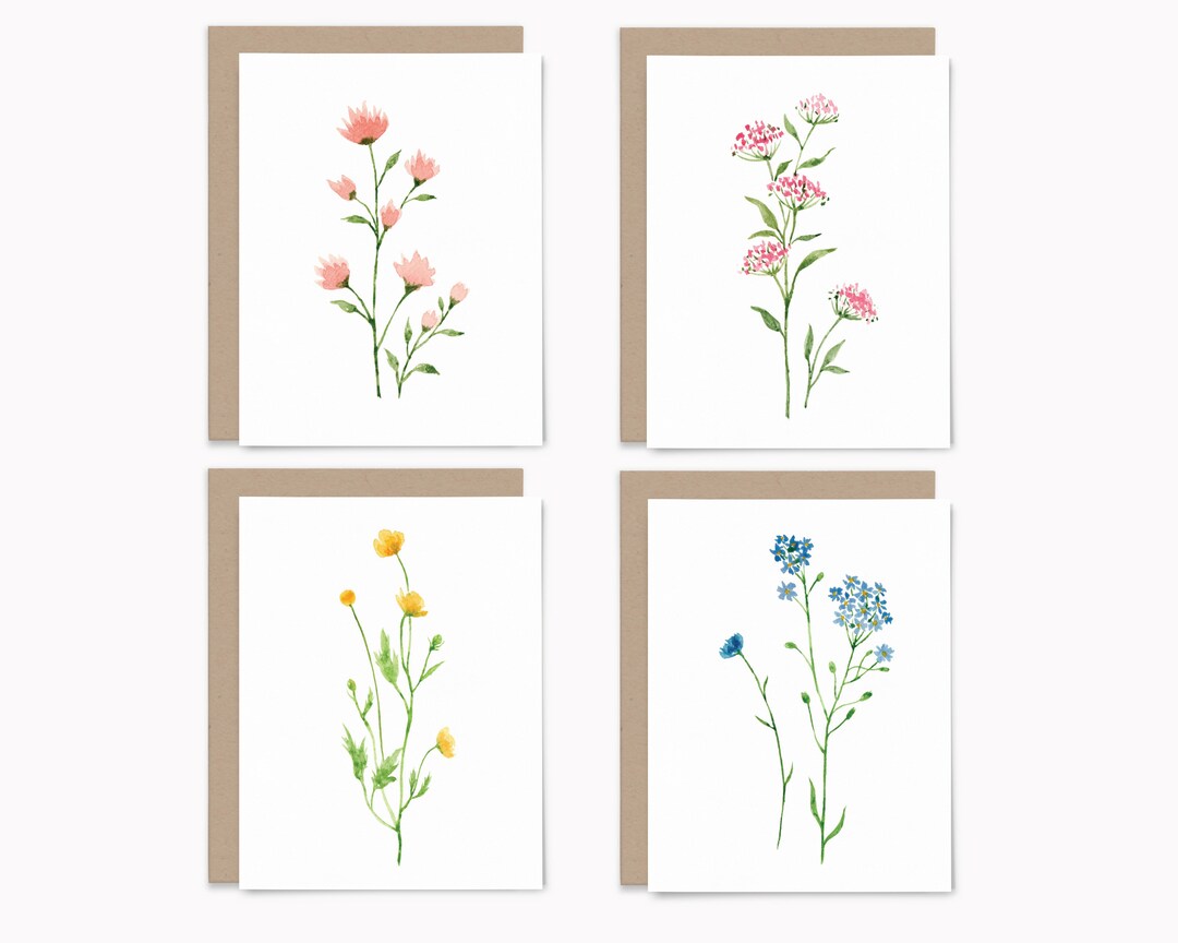 Eco-friendly Wildflower Note Cards, Blank Greeting Card Set, Recycled ...