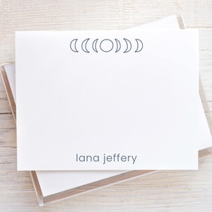 Moon Phase Personalized Stationary Set of 10 Custom Flat Note | Etsy