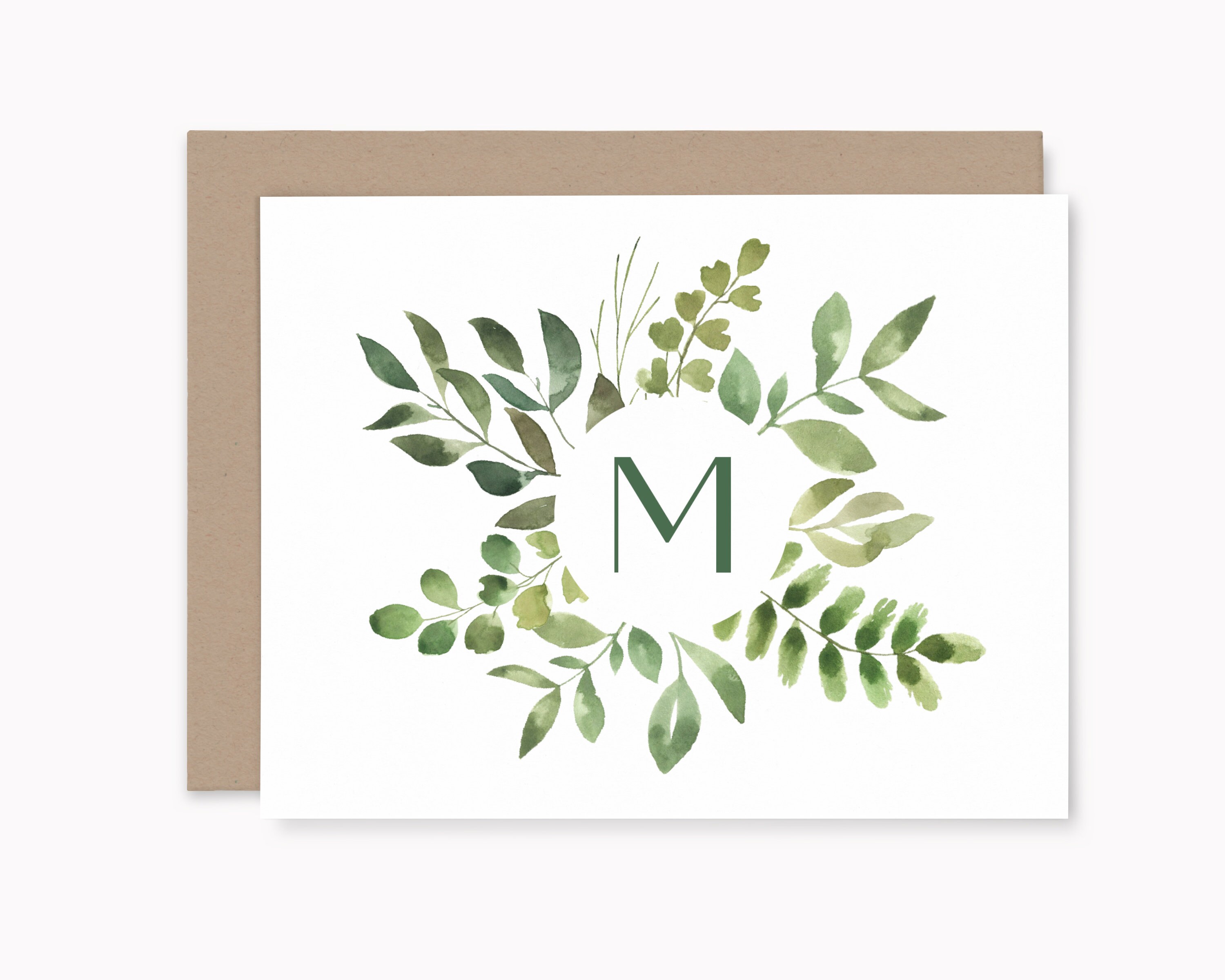 Botanical Monogram Initial Note Cards Custom Personalized - Etsy