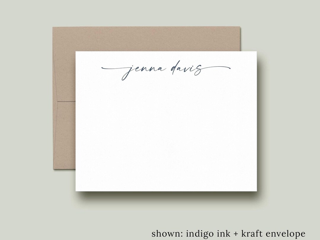 Personalized Note Cards Set, Flat Custom Notecards With Envelopes ...