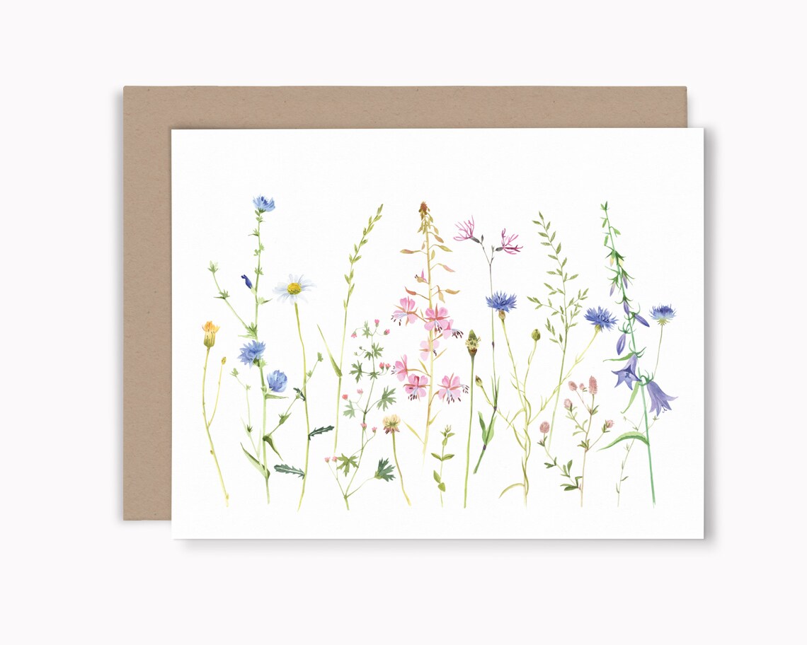 Set of 8 Wildflower Field Note Cards Recycled Blank Greeting - Etsy