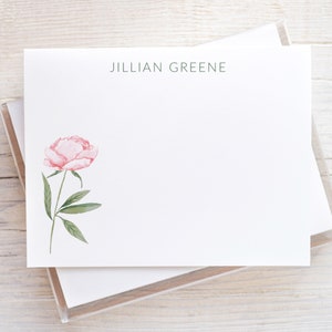 Peony Personalized Stationery Set 10 Customized Flat Note - Etsy